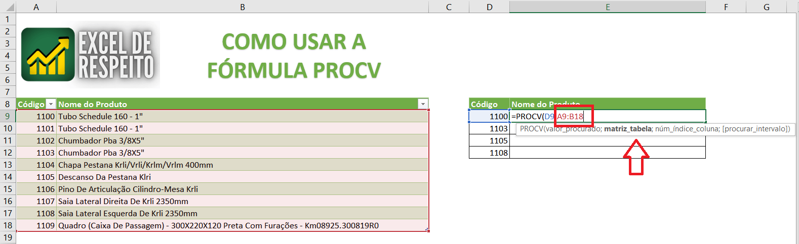PROCV no Excel: Guia Completo com Exemplo Prático - Excel de Respeito